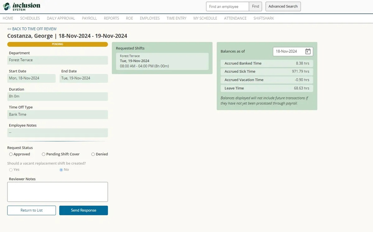 Schedules (Advanced) — Inclusion System
